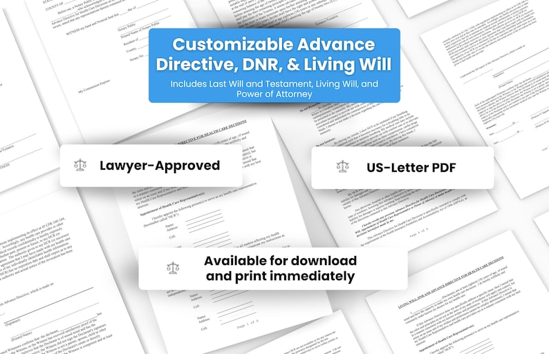 Custom Living Will Kit & Medical Power of Attorney Forms DIY Legal ...