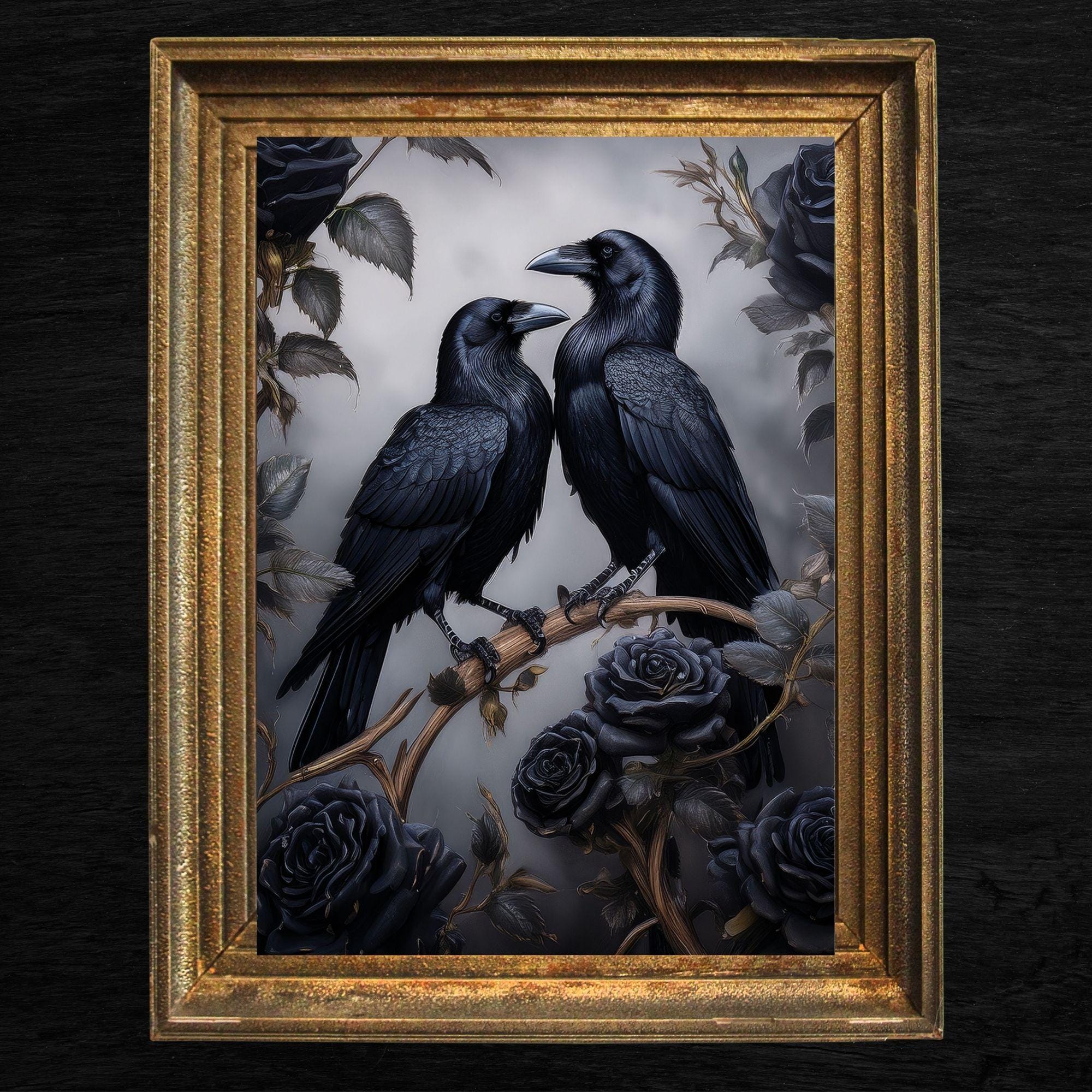 Gothic Romantic Raven Couple, Vintage Poster, Retro Wall Art Art Poster ...