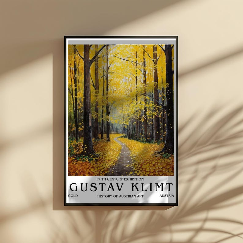 Gustav Klimt Forest Path Poster, Golden Autumn Art Print, Austrian Art ...