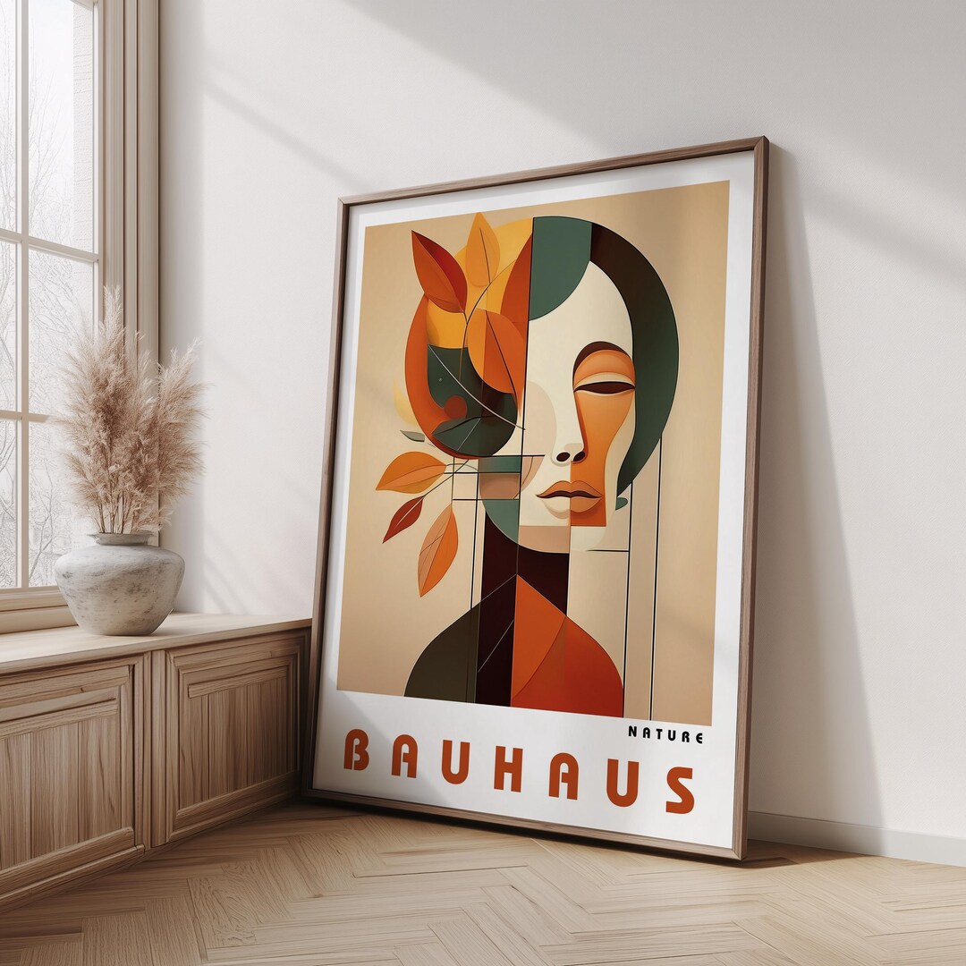 Colorful Bauhaus Portrait Poster, Abstract Human Face Print, Geometric ...