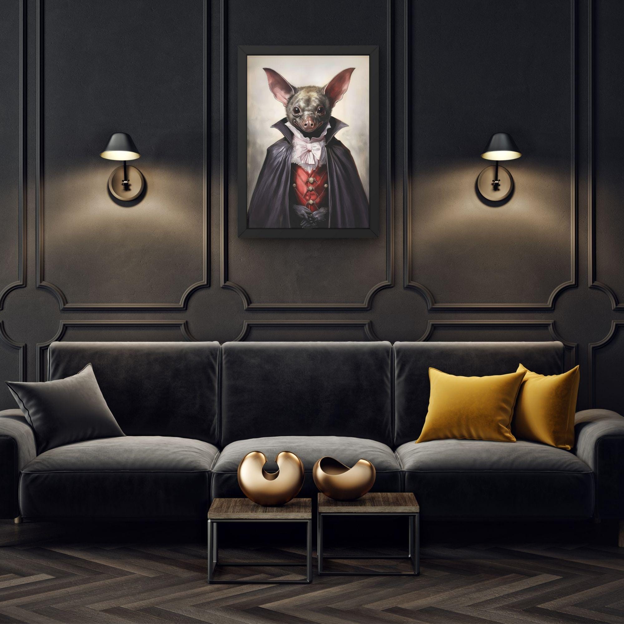 Vampire Bat Poster, Gothic Wall Art, Dapper Bat in Victorian Suit, Dark ...