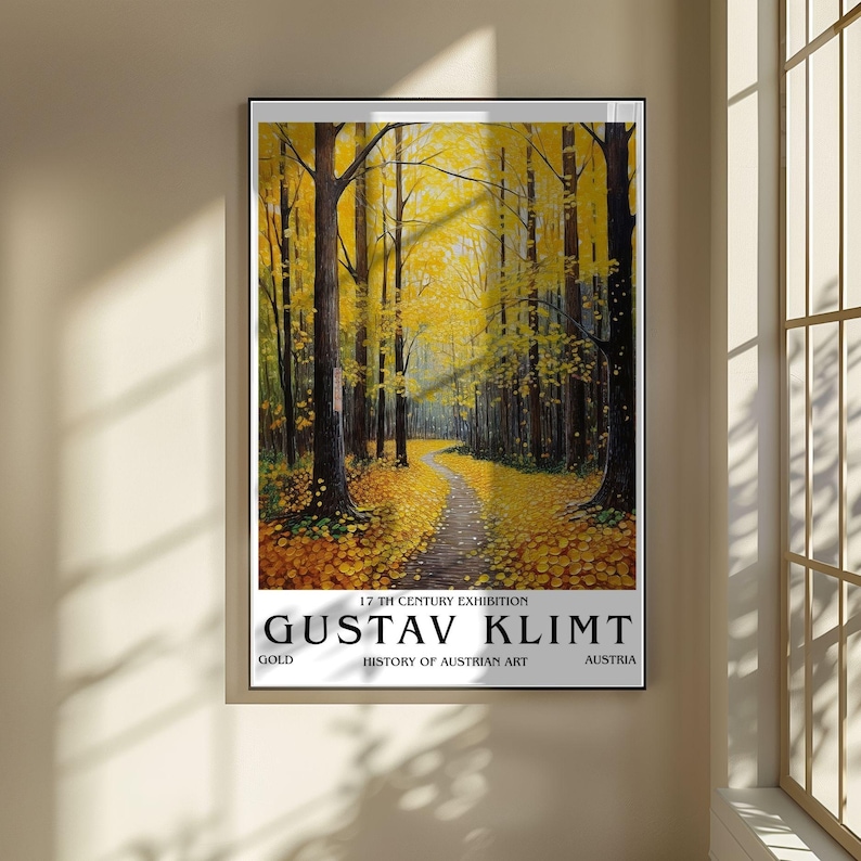 Gustav Klimt Forest Path Poster, Golden Autumn Art Print, Austrian Art ...