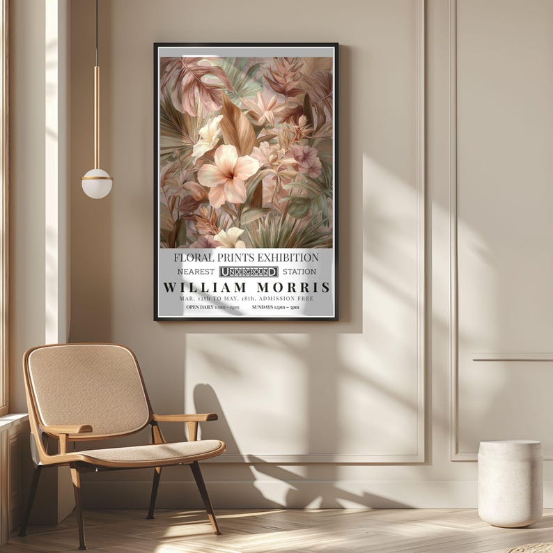 William Morris Floral Poster, Neutral Botanical Wall Art, Vintage ...