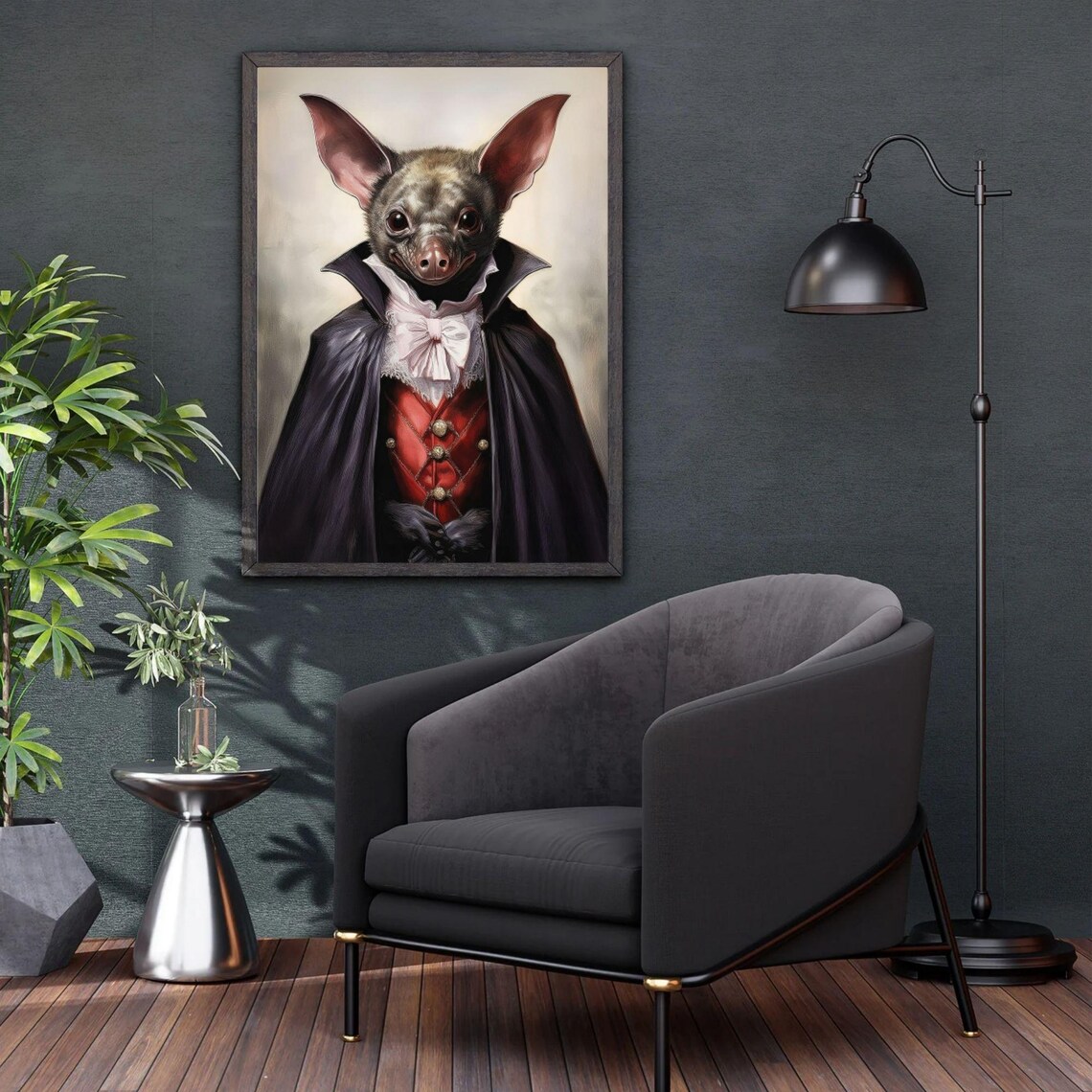 Vampire Bat Poster, Gothic Wall Art, Dapper Bat in Victorian Suit, Dark ...
