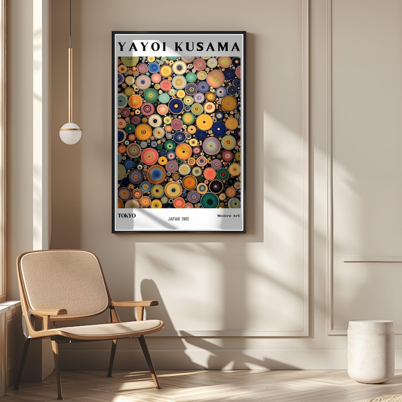Yayoi Kusama Poster, Tokyo 1985 Modern Art Print, Colorful Circle ...