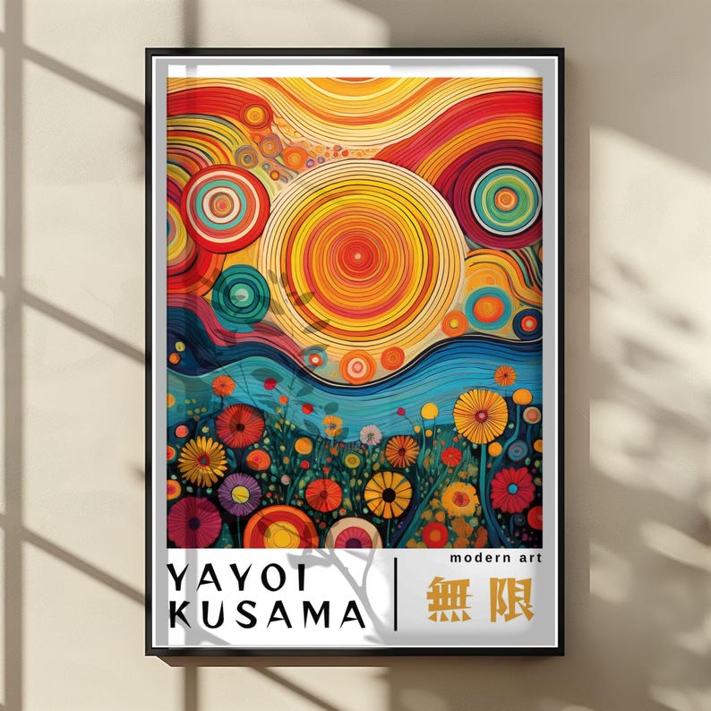 Yayoi Kusama Inspired Abstract Landscape Print | Vibrant Japanese Style ...
