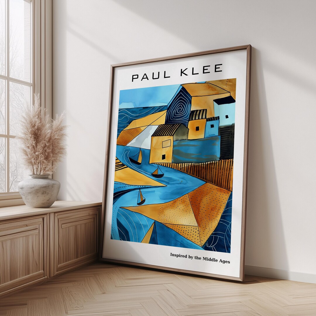 Paul Klee Inspired Coastal Poster, Abstract Seaside Village Art Print ...
