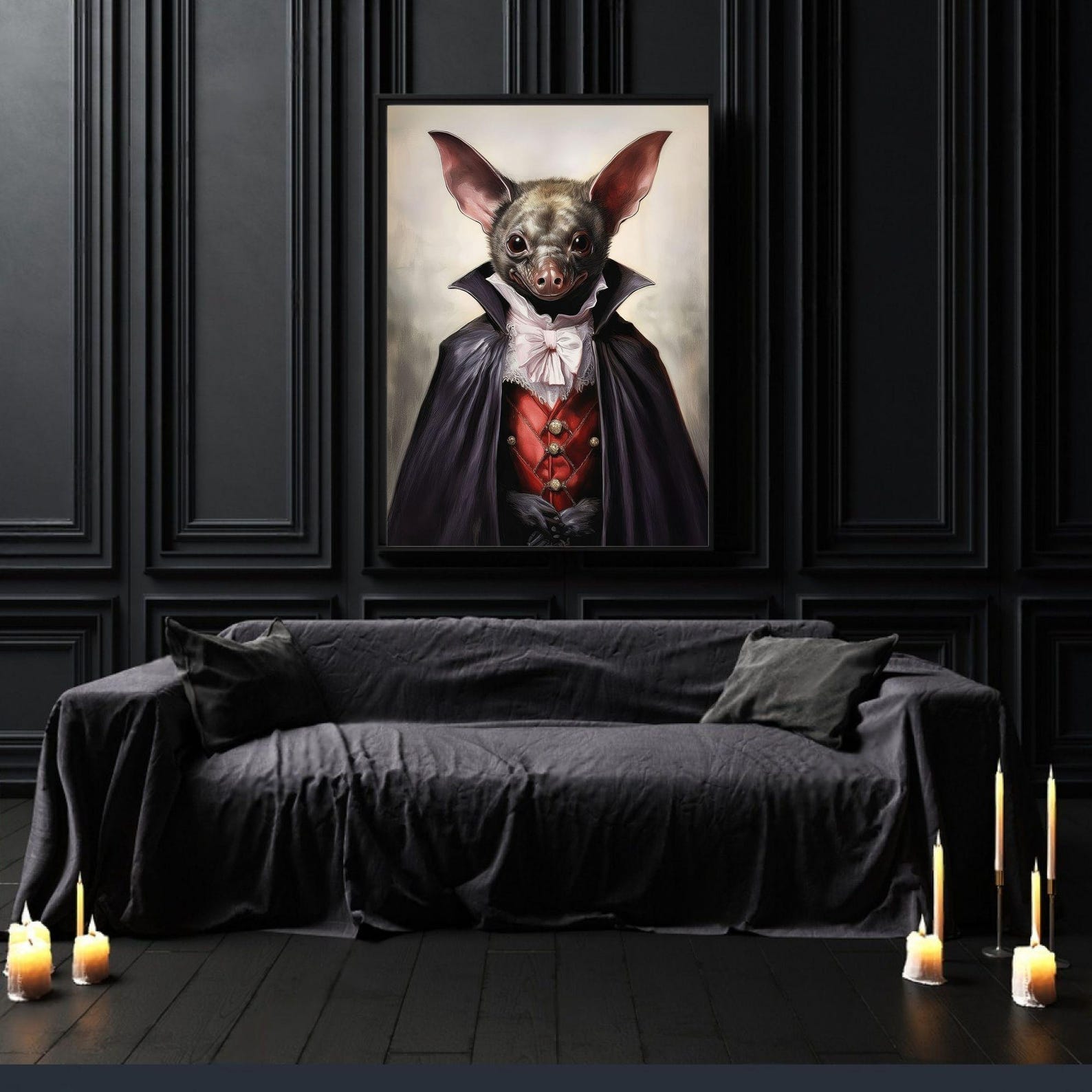 Vampire Bat Poster, Gothic Wall Art, Dapper Bat in Victorian Suit, Dark ...