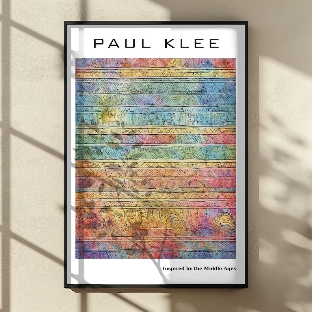 Paul Klee Inspired Geometric Abstract Poster, Colorful Medieval Pattern ...