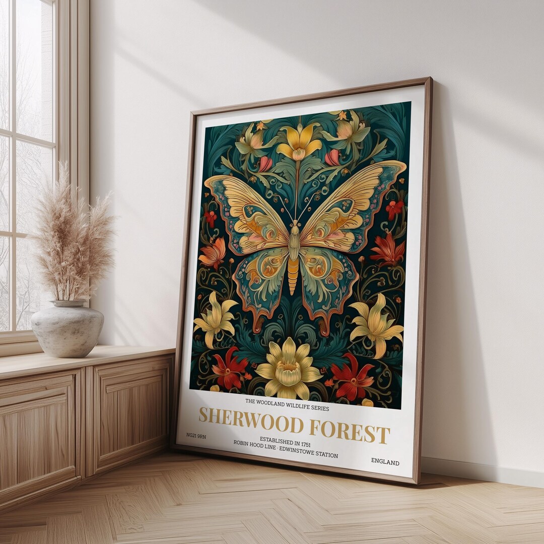 William Morris Botanical Poster, Forest Butterfly Poster, Vintage ...