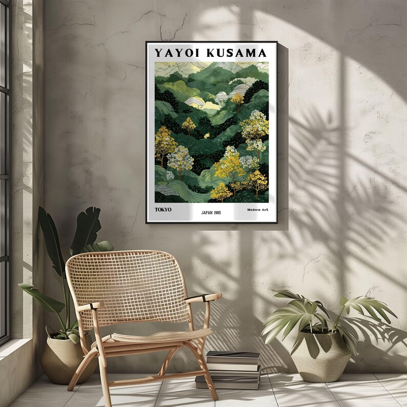Yayoi Kusama Print, Japanese Landscape Poster – Green Mountain Art ...