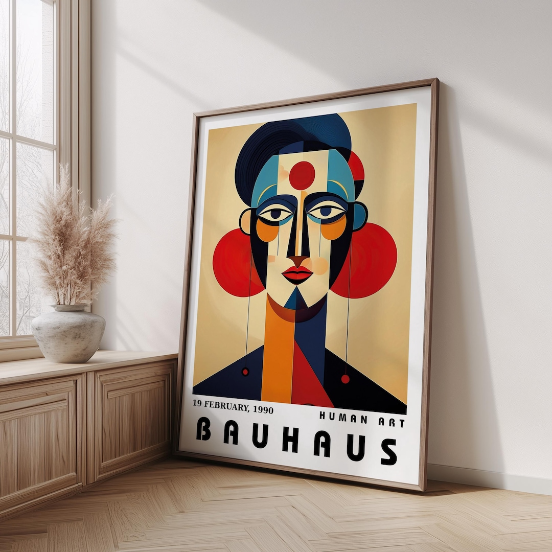 Bauhaus Abstract Portrait Poster, Geometric Mid Century Wall Art ...