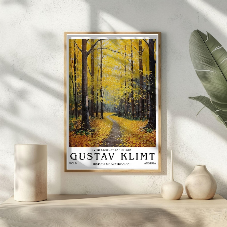Gustav Klimt Forest Path Poster, Golden Autumn Art Print, Austrian Art ...