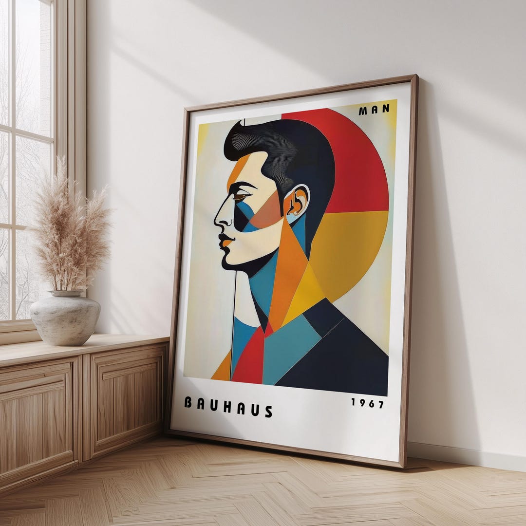 Bauhaus Abstract Portrait Poster, Geometric Mid Century Wall Art ...