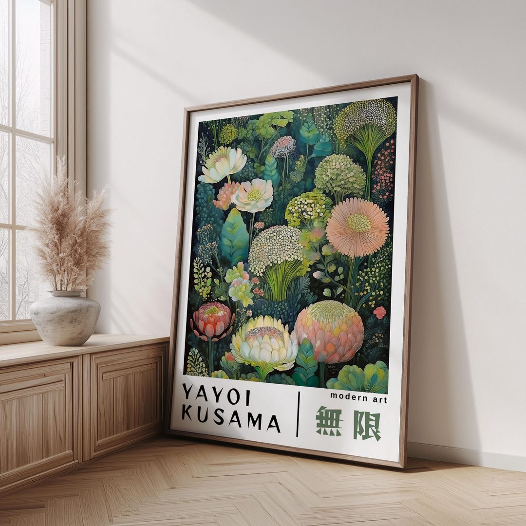 Yayoi Kusama Poster, Japanese Wall Art, Bright Japanese Decor, Japanese ...