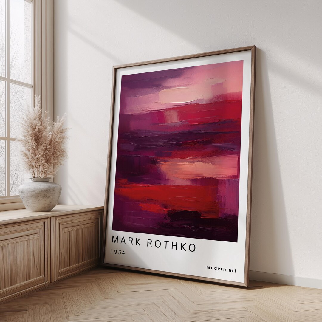 Mark Rothko Inspired Pink Red Abstract Wall Art Poster, Modern Color ...