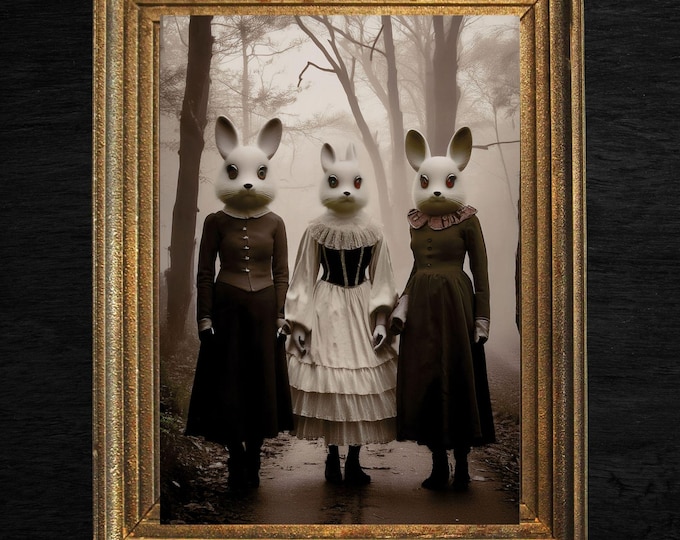 Rabbit Cult of the Forest, Vintage Photography, Art Poster Print, Dark ...