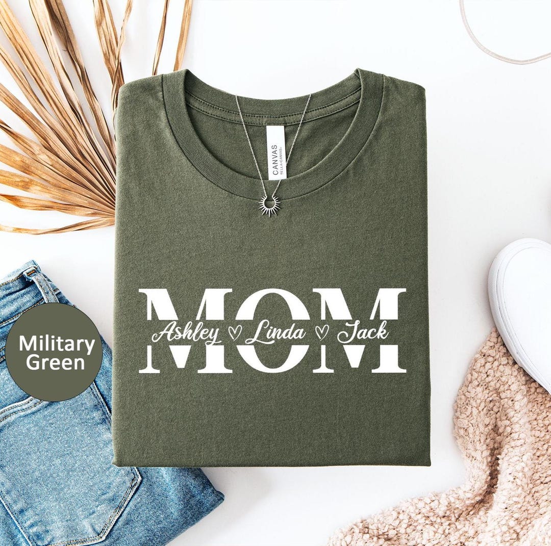 Custom Mama Shirt With Kids Name,personalized Mom Shirt,mother's Day ...