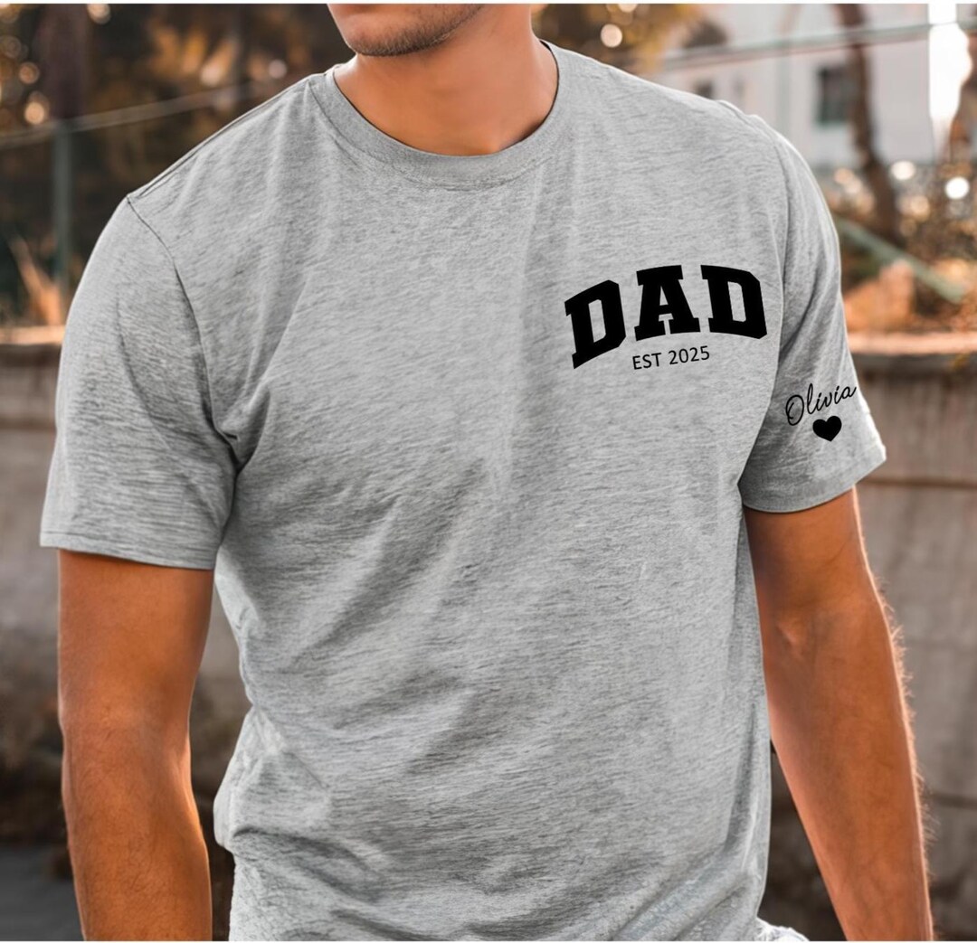 Custom Dad Shirt With Kid Name on Sleeve,personalized Dad Shirt,new Dad ...