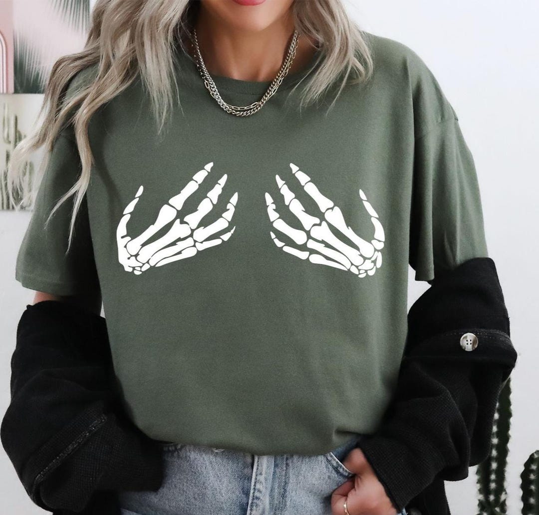Skeleton Hand Shirt,hand Bra Shirt,skeleton Hand Bra Shirt,funny ...