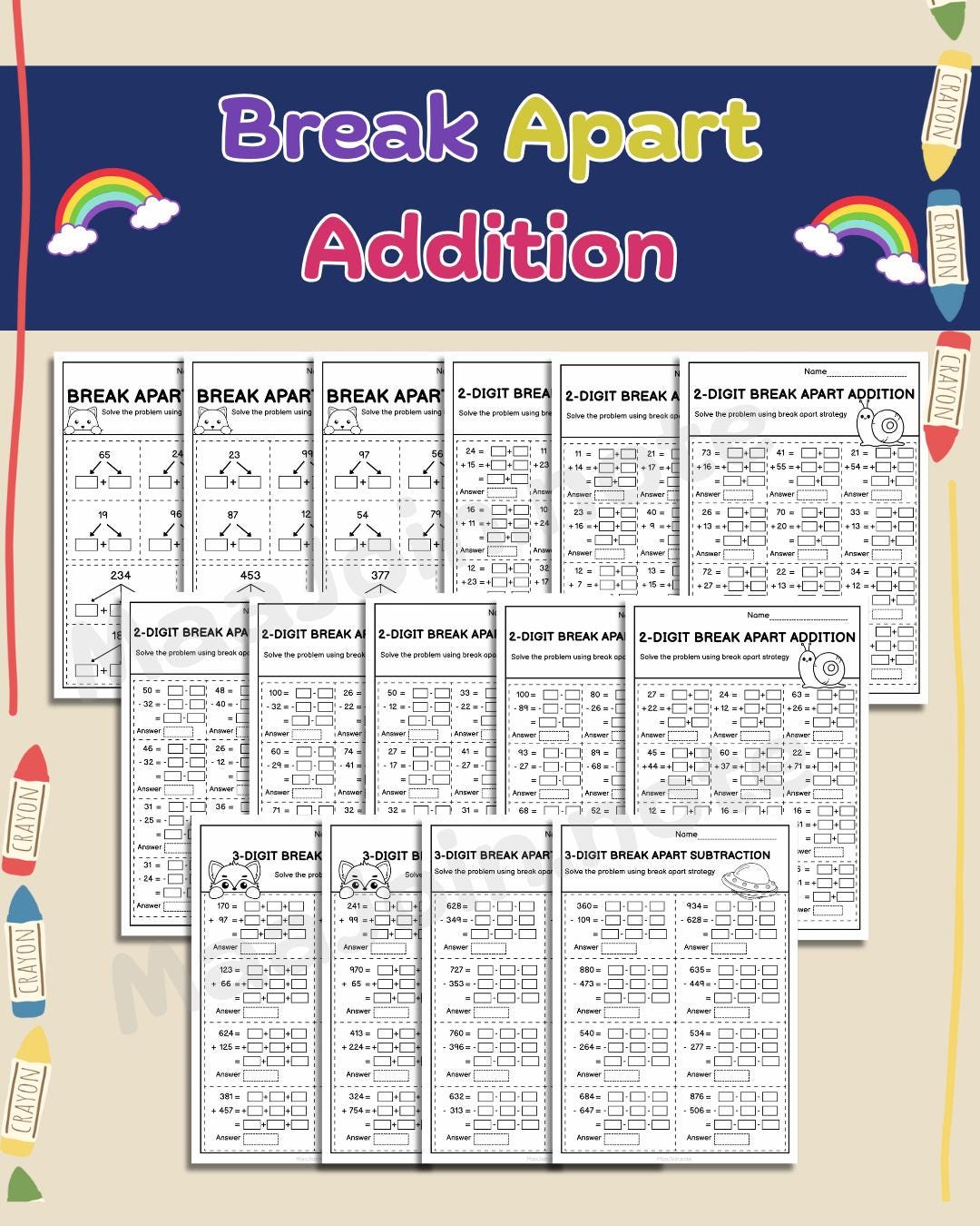Break Apart Addition Worksheet - Etsy