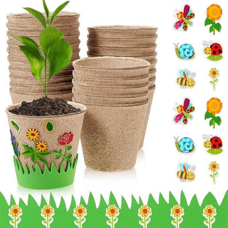 30 Sets Garden Paper Craft Kit Foam Flower Pots, DIY Flower Planting ...