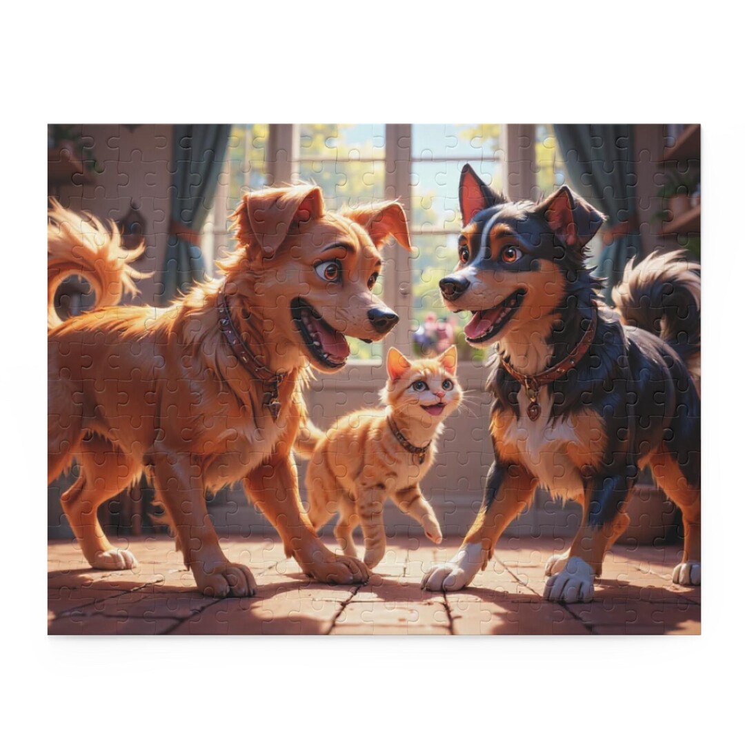 Cute Pets Puzzle, Dog and Cat Jigsaw, Family Fun Activity, Gift for ...
