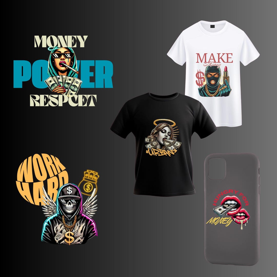 Streetwear PNG, Urban Gangsta Streetwear T-shirt Design Bundle, Gangsta ...