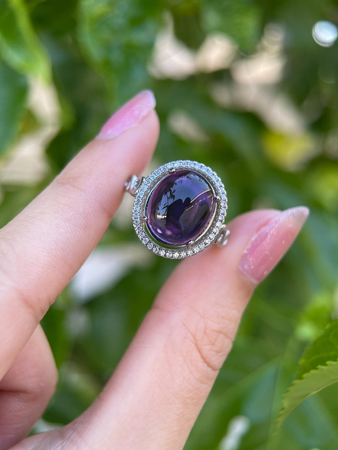 Natural Amethyst Ring | Large Deep Purple Gemstone Jewelry | February ...
