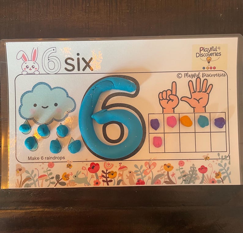 Printable Play Dough Mats Numbers 1–10 Preschool Counting Cards Play ...