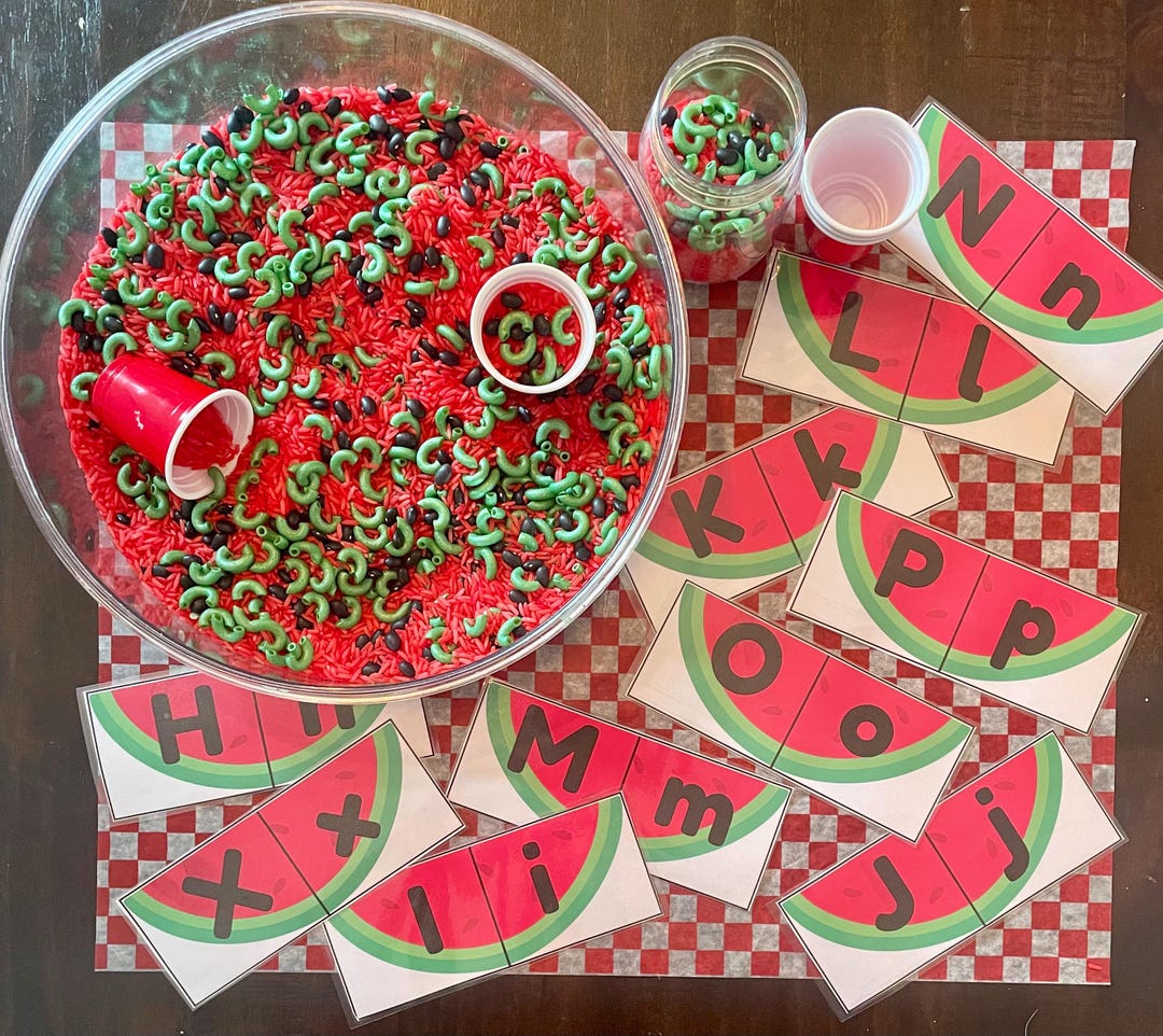 Watermelon Sensory Bin Filler Play Kit: Early Learning Math & Alphabet ...