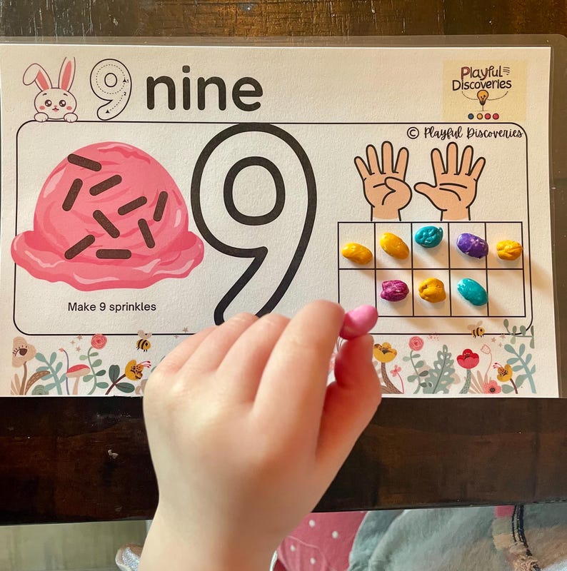 Printable Play Dough Mats Numbers 1–10 Preschool Counting Cards Play ...