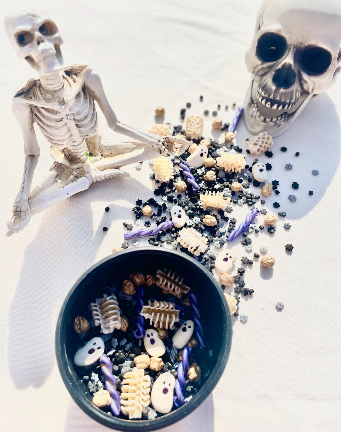 Halloween Sensory Bin Filler: Ghost Beans, Pasta Spiders, Bones, and ...