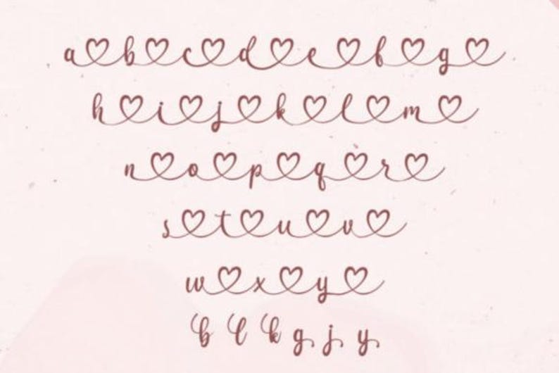 Heart Script Font, Script Font, Font With Hearts Ttf Font With Tails ...