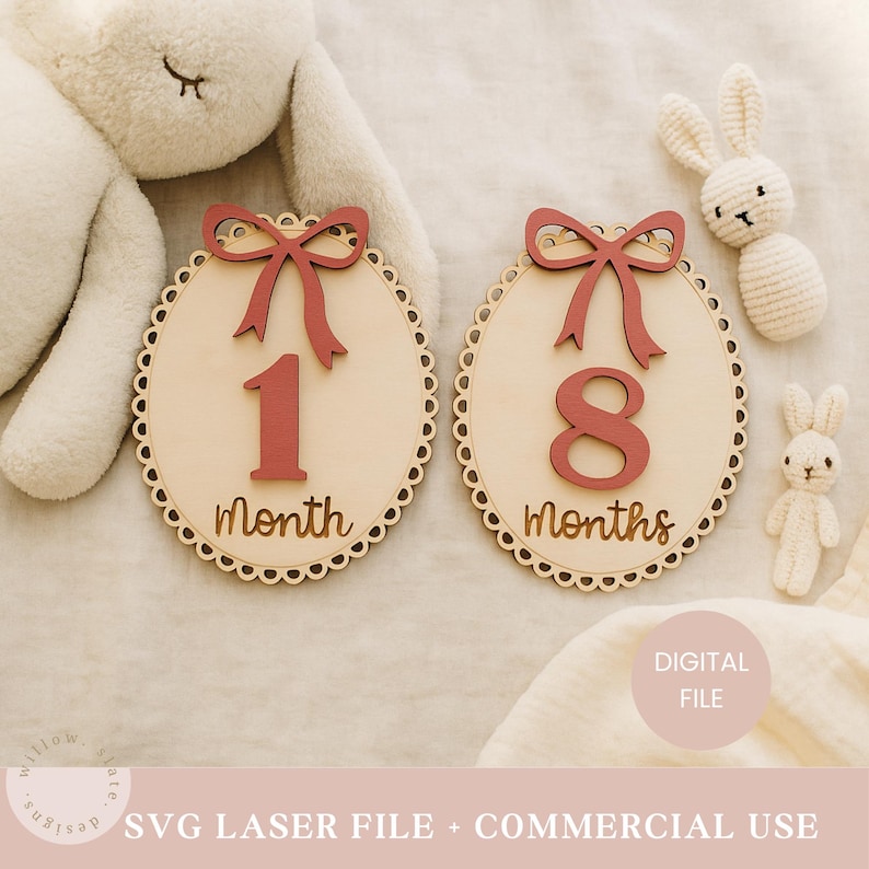 Baby Milestone Disc SVG: Laser Cut Wooden Girl Monthly Photo Props ...