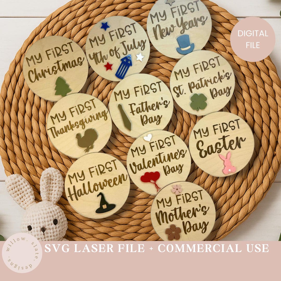 Baby Milestone Holiday SVG Bundle – My First Holiday Round Sign Cut ...