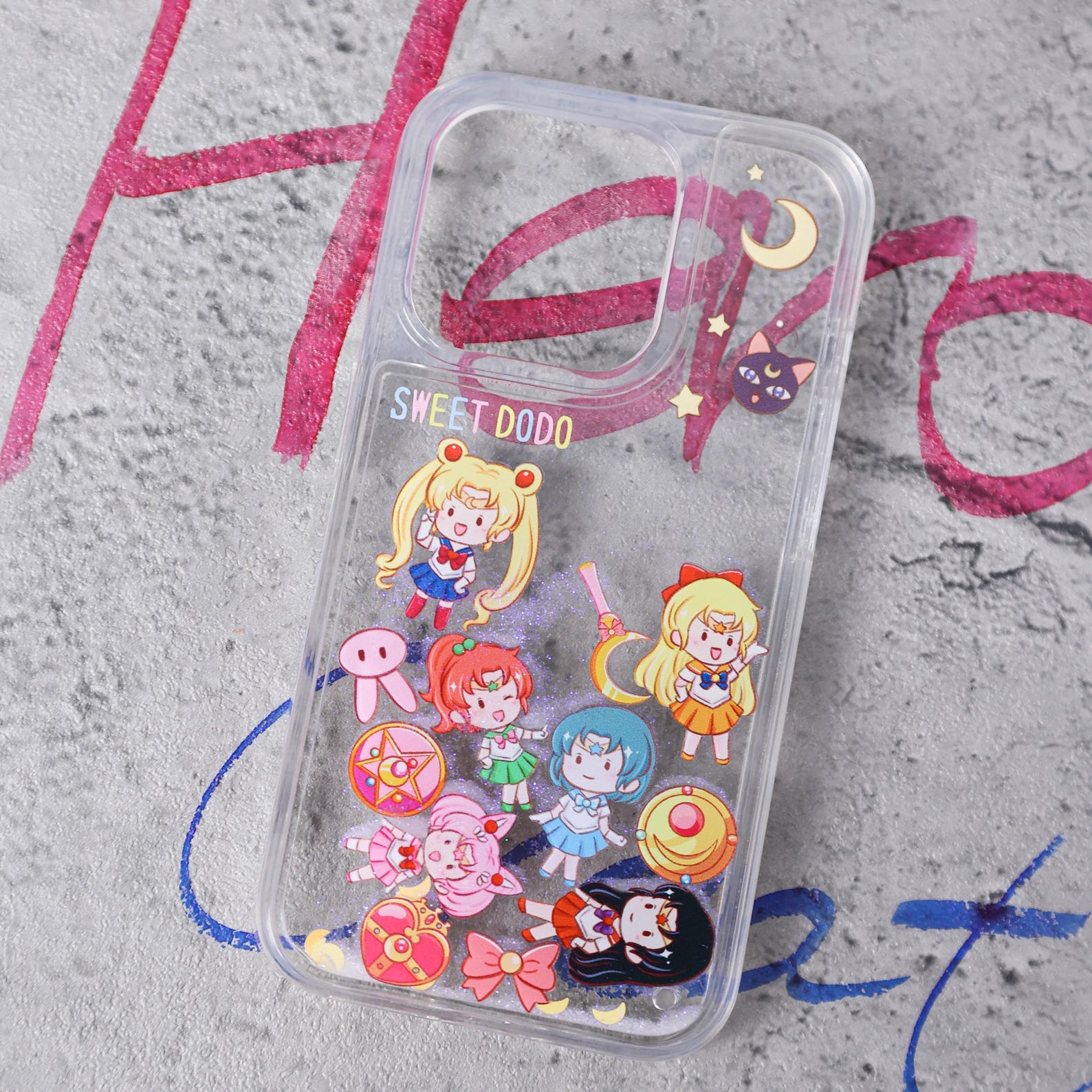 Sailor Moon Inspired Glitter Liquid Sand iPhone Case Sparkly Kawaii ...
