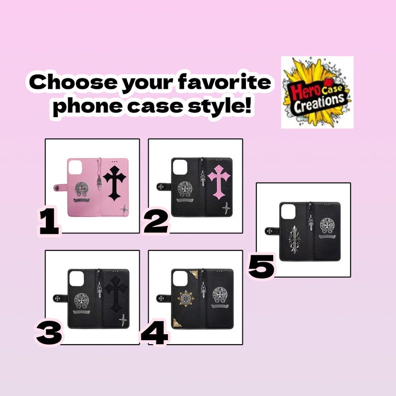 Gothic Pink Cross Wallet iPhone Case Apple Leather Flip Phone Cover ...