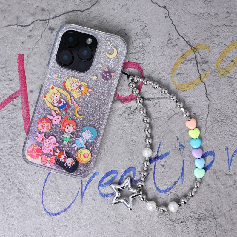 Sailor Moon Inspired Glitter Liquid Sand iPhone Case Sparkly Kawaii ...
