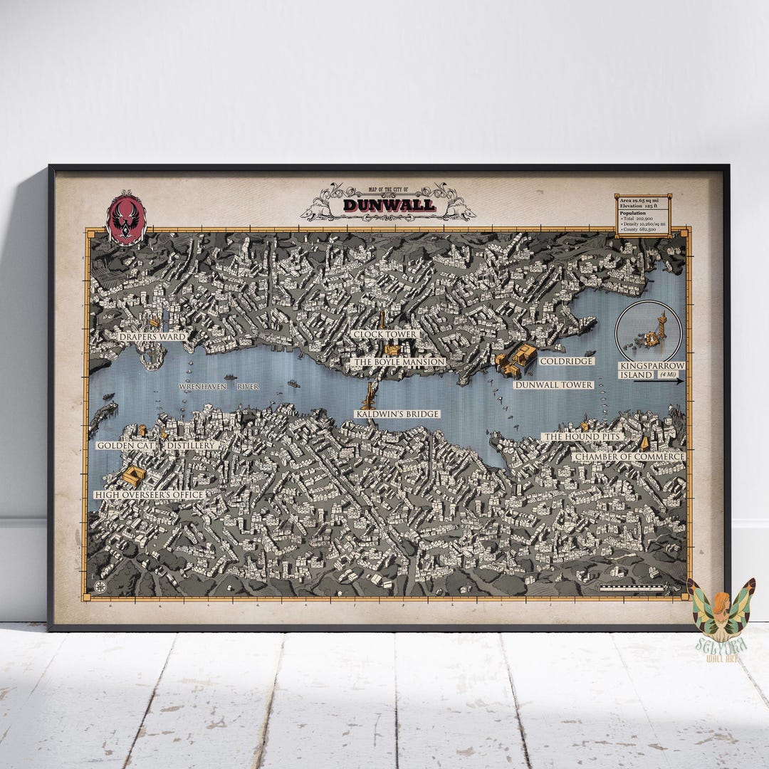Dishonored Map Poster | Dunwall Wall Art | Unframed Canvas Print | Gift ...