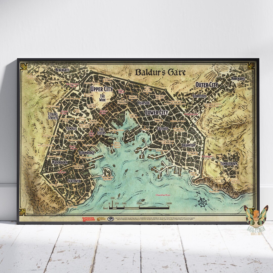 Baldur's Gate Map Poster | Dungeons & Dragons Wall Art | Unframed ...