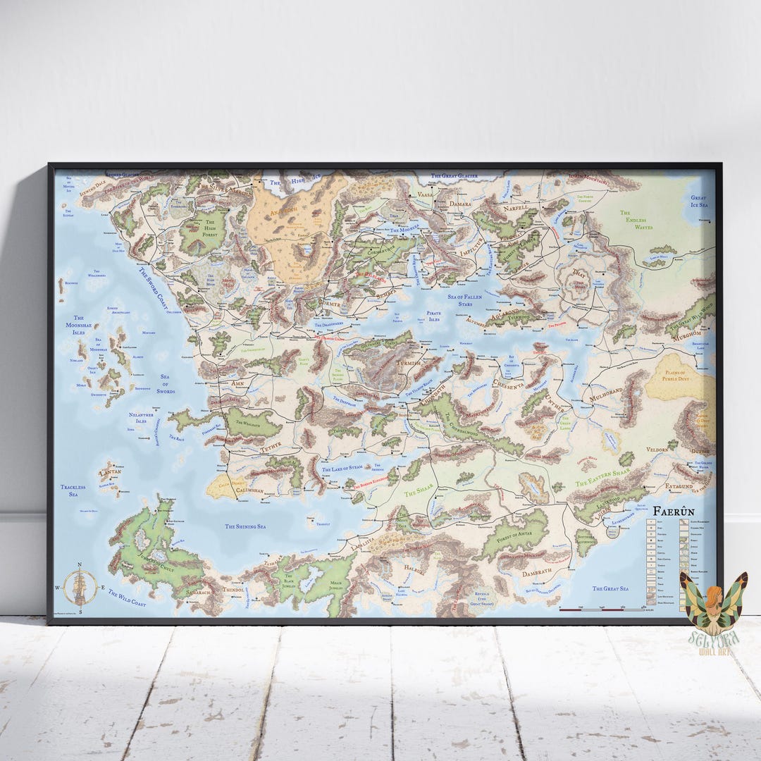Dungeons and Dragons Faerun Poster | Forgotten Realms Wall Art ...