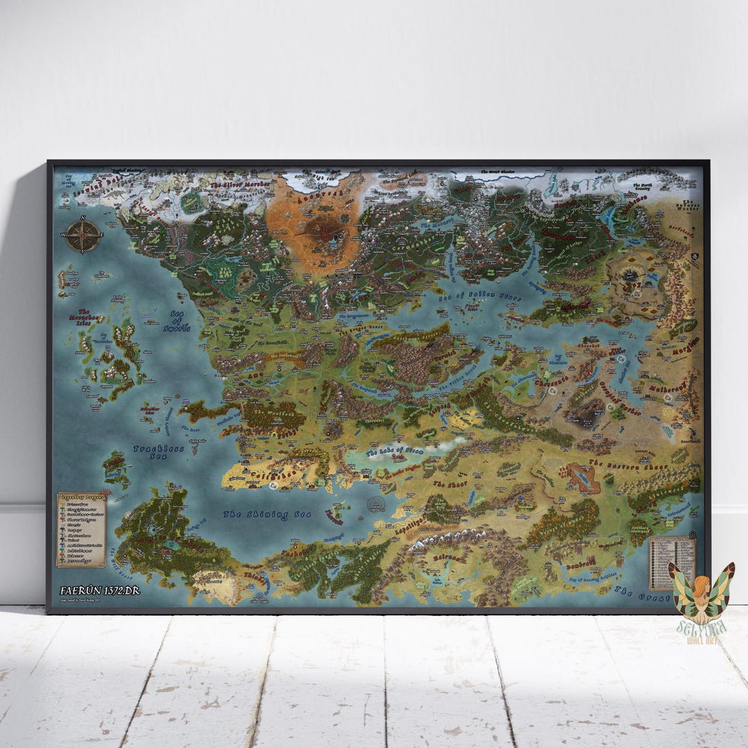 Dungeons and Dragons Faerun Poster | Forgotten Realms Wall Art ...
