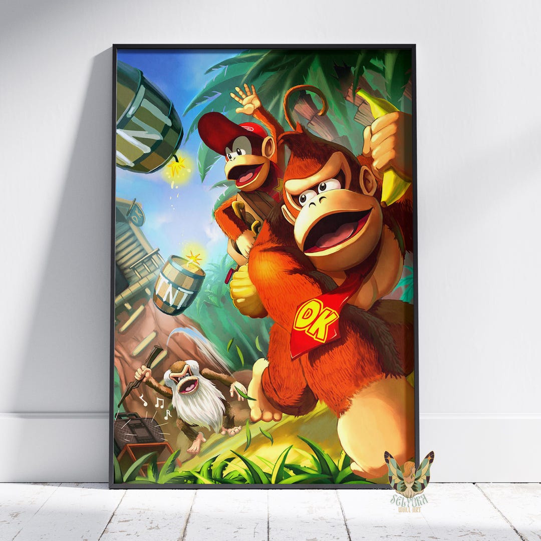 Donkey Kong Poster | Arcade Game Wall Art | Unframed Canvas Print ...