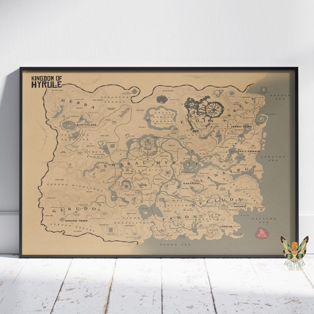 The Legend of Zelda Map Poster | Hyrule Wall Art | Unframed Canvas ...