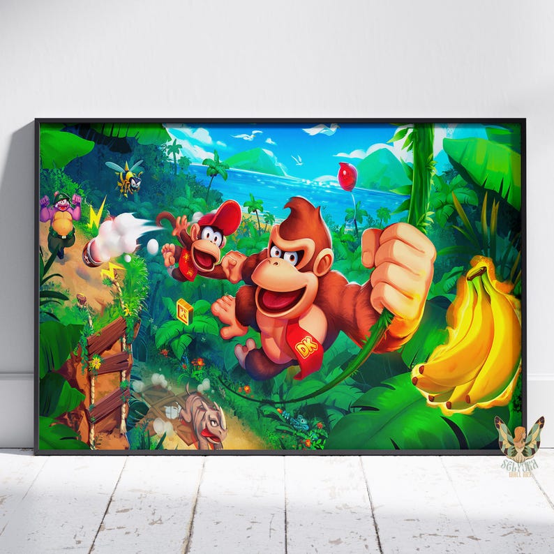 Donkey Kong Poster | Arcade Game Wall Art | Unframed Canvas Print ...