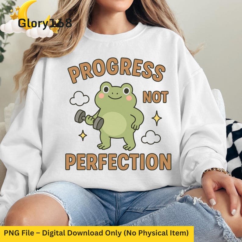 Progress Not Perfection Frog PNG | Motivational Kawaii Gym Clipart ...