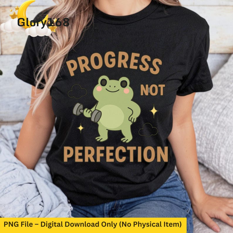 Progress Not Perfection Frog PNG | Motivational Kawaii Gym Clipart ...