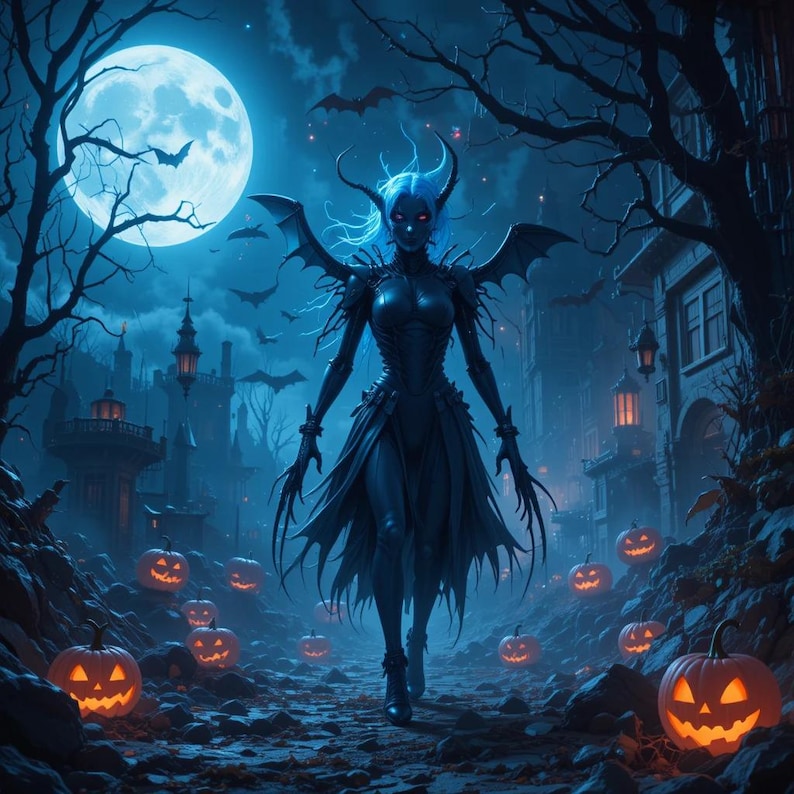 Sci-fi Halloween, Dark Fantasy, Alien Creature, Demonic Figure, Digital ...