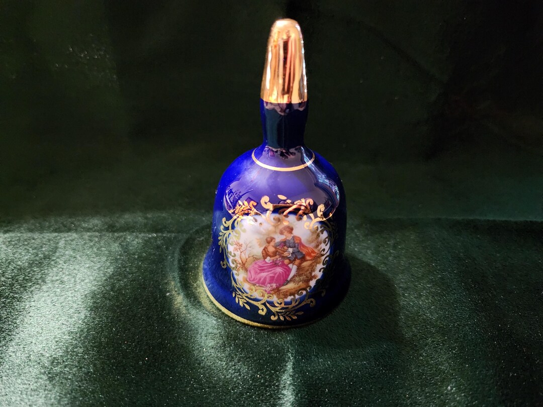 Limoges Cobalt Blue Porcelain Bell | 22k Gold, Castel France - Etsy